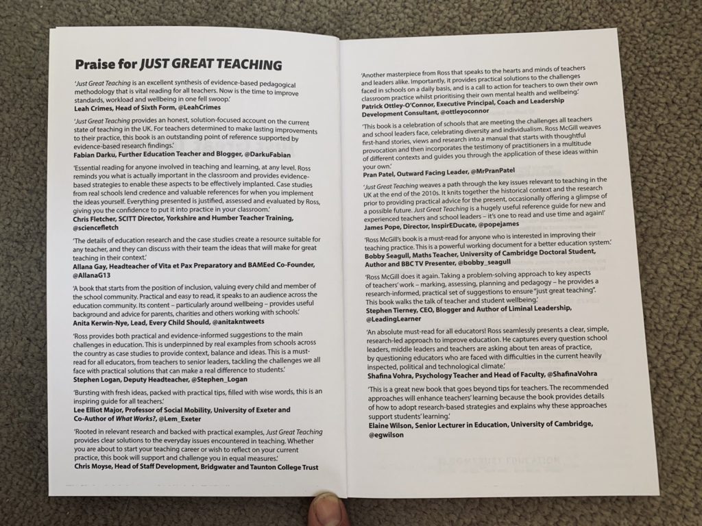 Author Signed: Just Great Teaching for New Teachers - TeacherToolkit