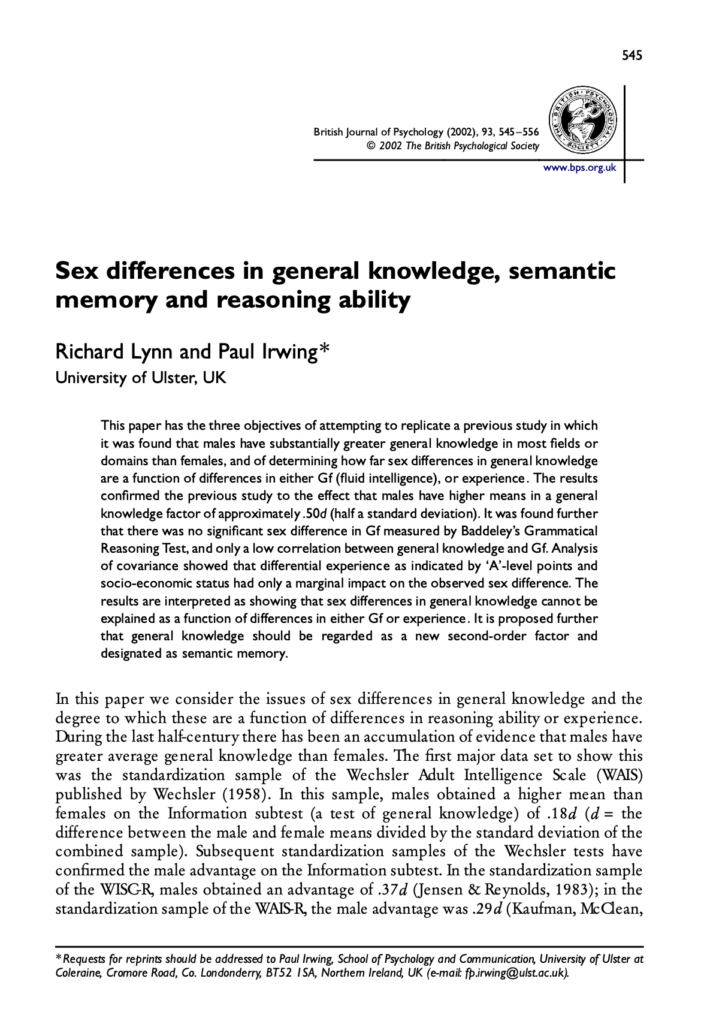 Gender Differences in Semantic & Episodic Memory - TeacherToolkit